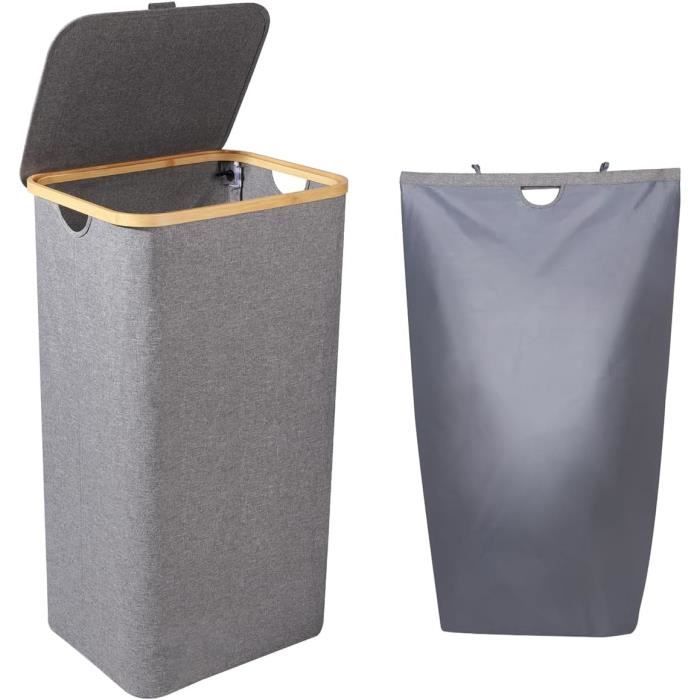 Panier à Linge,100L Bac a Linge avec Couvercle e Poignées,Corbeille a ...