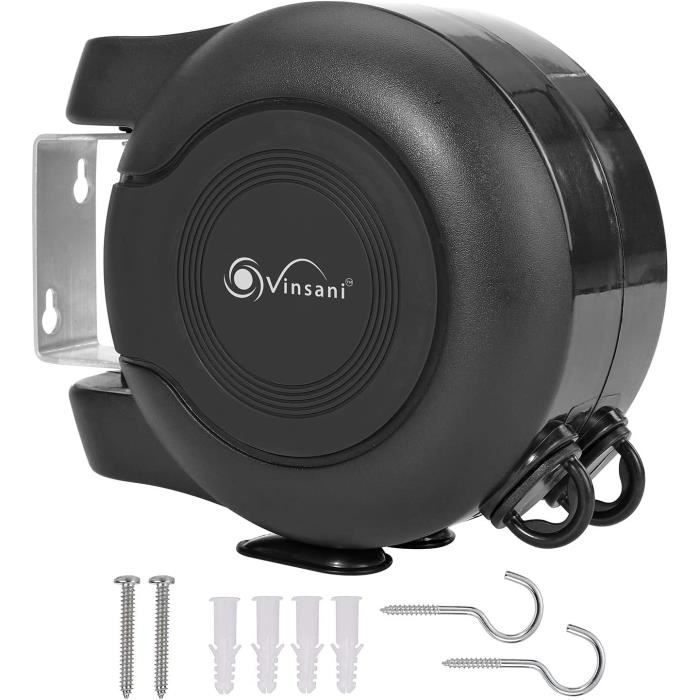 Corde à linge rétractable avec double câble - Fixation murale - 2 ...