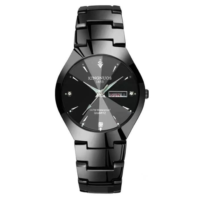 Montre Homme - RMEGA - B036 - Quartz - Etanche - Acier - Cadran Noir ...