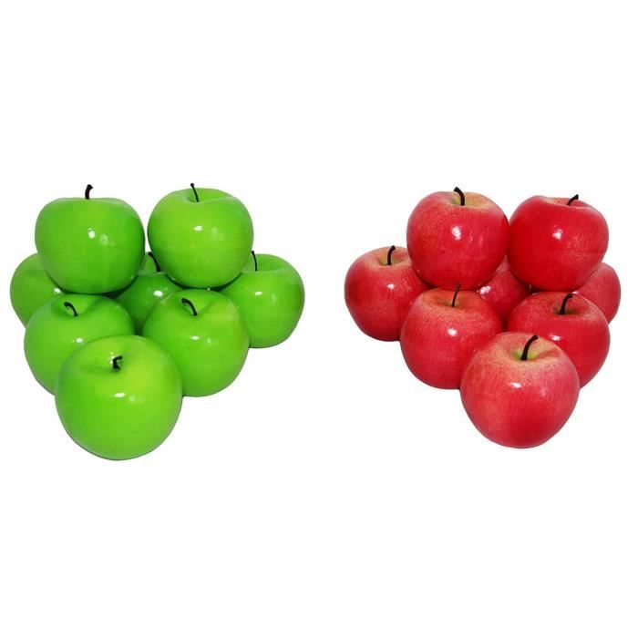 Lot de 16 pommes décoratives rouges et vertes - Pour fruits artificiels ...