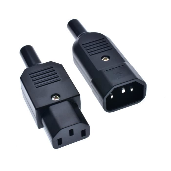 1 paire - Connecteur De Câble Droit À Prise Iec, Fiche Femelle Et Mâle, Noir, 250v,16a, 3 ...