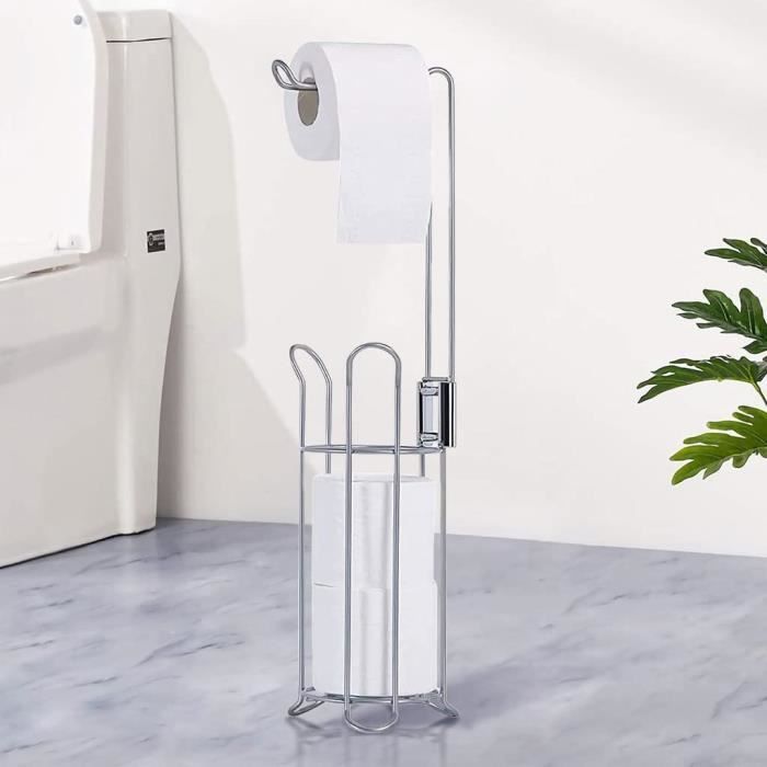 Porte Papier Toilette sur Pied sans Percage Support Papier Hygiénique ...
