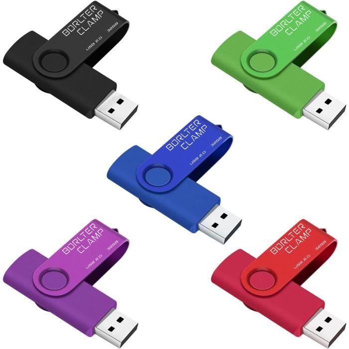 Clé USB 32 Go Lot de 5 USB 2.0 Flash Drive Pivotante Clef USB Colorée ...