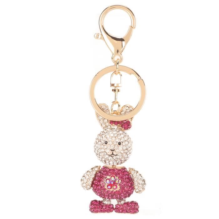 Porte-clés lapin - EBTOOLS - Rose rouge - Alliage de zinc - Mignon et ...
