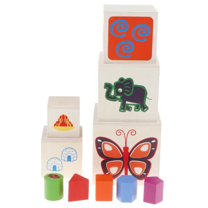 Ensemble Cubes Empilables En Bois Montessori Enfants Bébé Cadeau ...