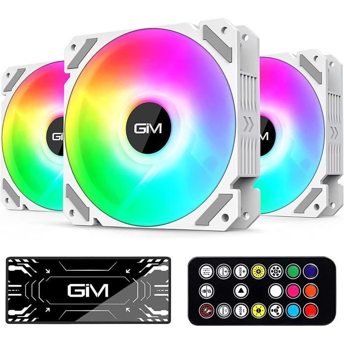 GIM KB-28 RGB Ventilateur de boîtier, pack de 3 ventilateurs PC LED de ...