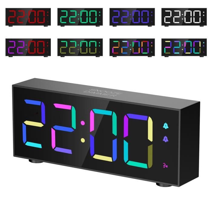 Réveil Numérique, Alarm Réveil LED, Réveil RVB avec Fonction Snooze ...