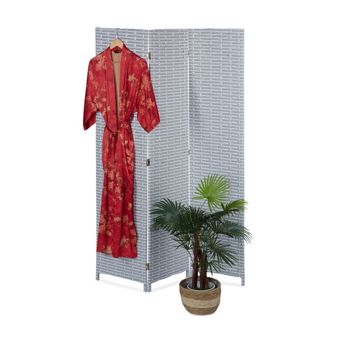 Relaxdays Paravent à 3 volets, brise-vue pliable, plastique et bois, H ...