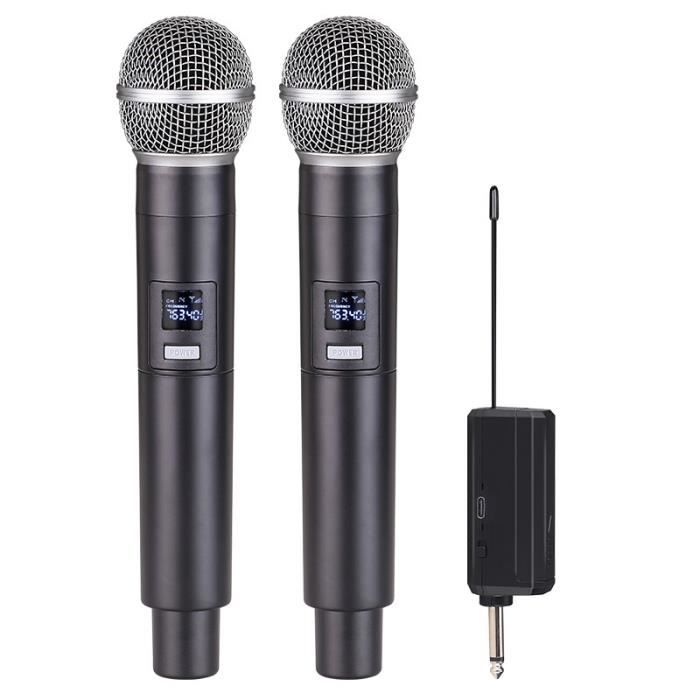 Double Microphone à Main Dynamique de Karaoké,Récepteur Rechargeable et ...