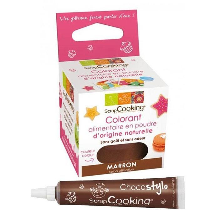 Colorant alimentaire naturel en poudre Marron + Stylo chocolat ...