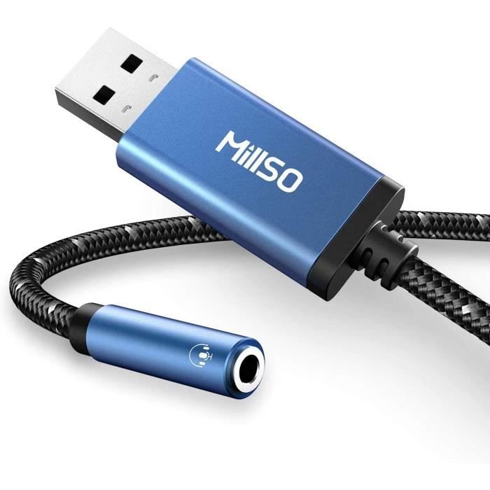 MillSO Adaptateur Jack USB 3,5 mm Jack vers USB Adaptateur Audio ...