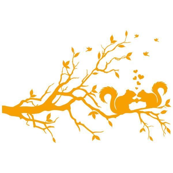 Sticker Nature "Couple Ecureuil sur son Arbre et Oiseaux"(60x90 cm ...