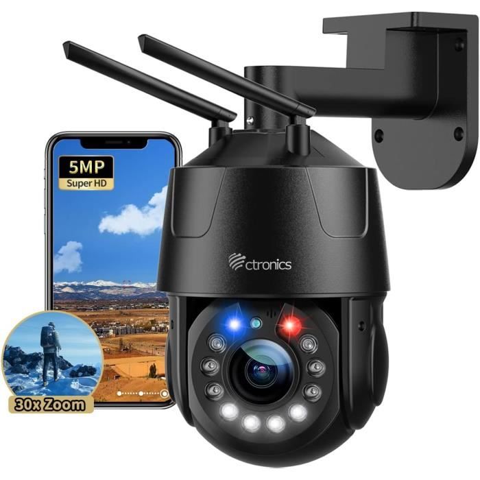 5MP 30X Zoom Optique Métal Caméra Surveillance WiFi Extérieure 5-2.4Ghz ...