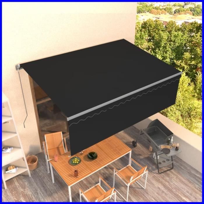 DXBK Auvent manuel rétractable avec store 4x3 m Anthracite 3069419 ...