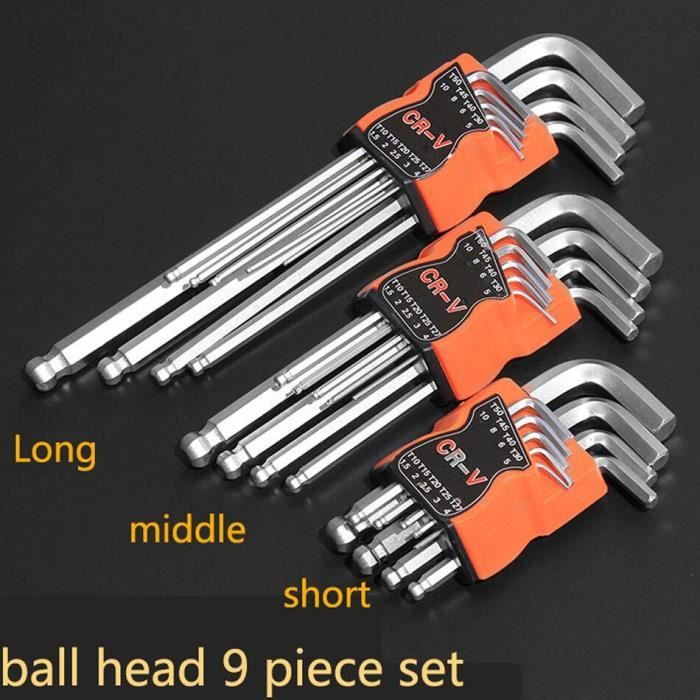 CLE A MOLETTE,Ball head-middle--Jeu'outils clé hexagonale Allen, clé ...