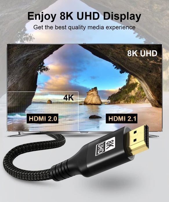 4K 8K HDMI 21 Cable 20M 48Gbps Haute vitesse Tress HDMI Cble 20 4K ...