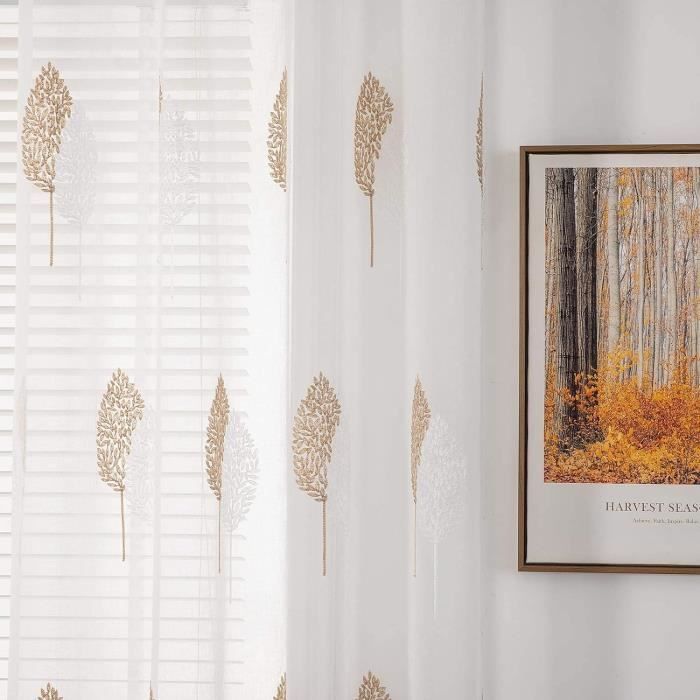 Miulee Rideau Salon-Beau Rideau Voilage Avec Motif D'Arbre, Rideaux ...