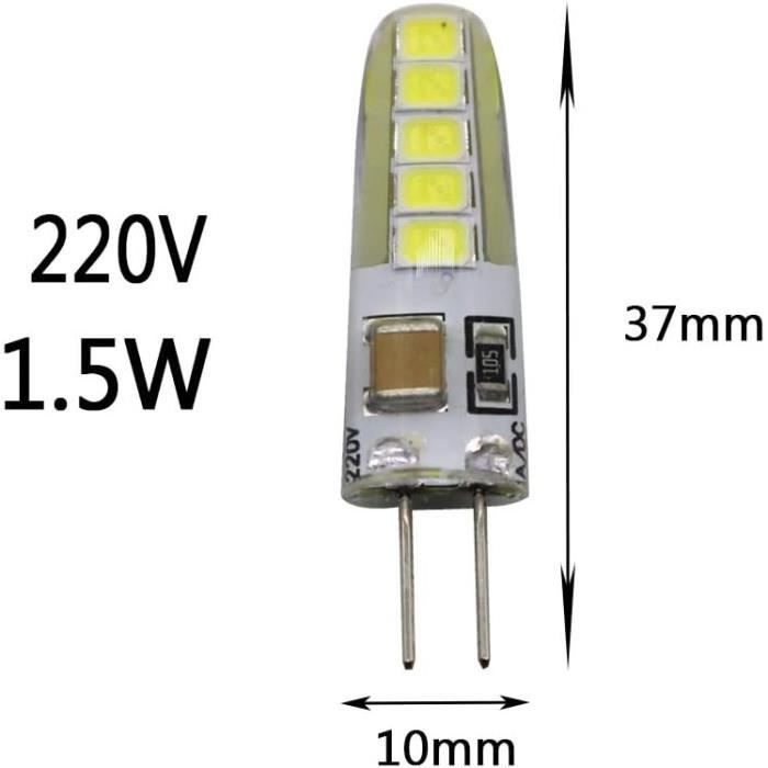 10 ampoules LED G4, 1,5 W, économie d'énergie, ampoule maïs halogène-incandescente équivalente à ...