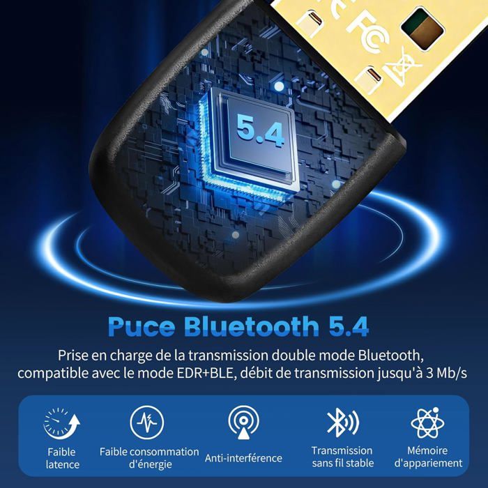 Dongle Bluetooth 5.4 Usb Pour Pc, Adaptateur Bluetooth Low Latency Plug ...