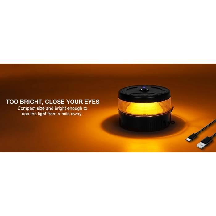 Mini Gyrophare Autonome à LED Orange Sans Fil Batterie Fixation ...