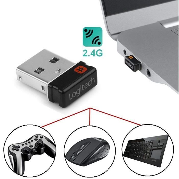 Adaptateur de Récepteur sans Fil, Dongle de Récepteur Nano WiFi pour Clavier sans Fil Logitech ...