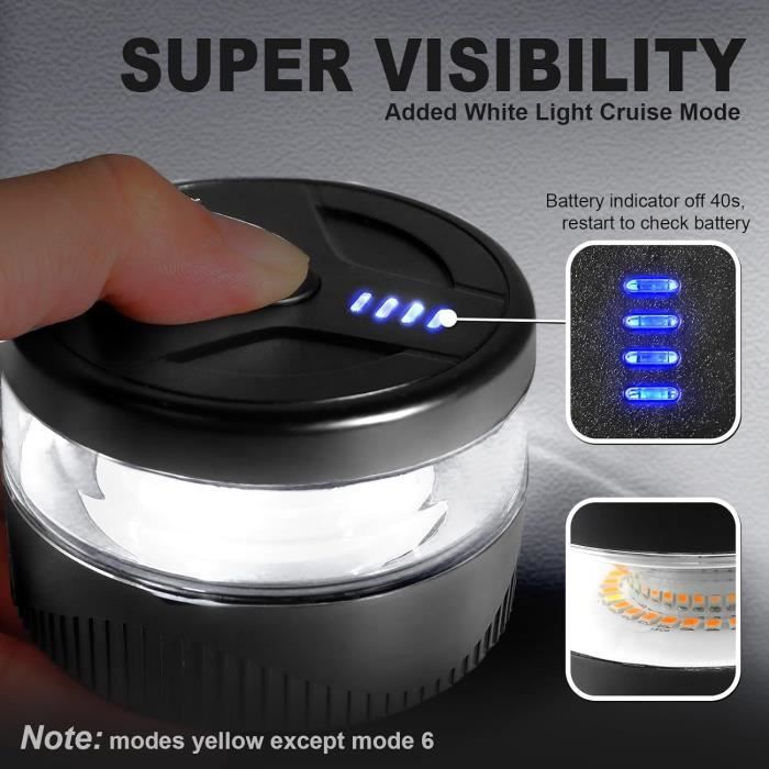 Mini Gyrophare Autonome à LED Orange Sans Fil Batterie Fixation ...