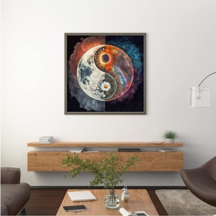 Broderie Diamant Yin Yang Kit Complet Bricolage Diamond Painting Yin Yang Paysage Diamant Rond ...