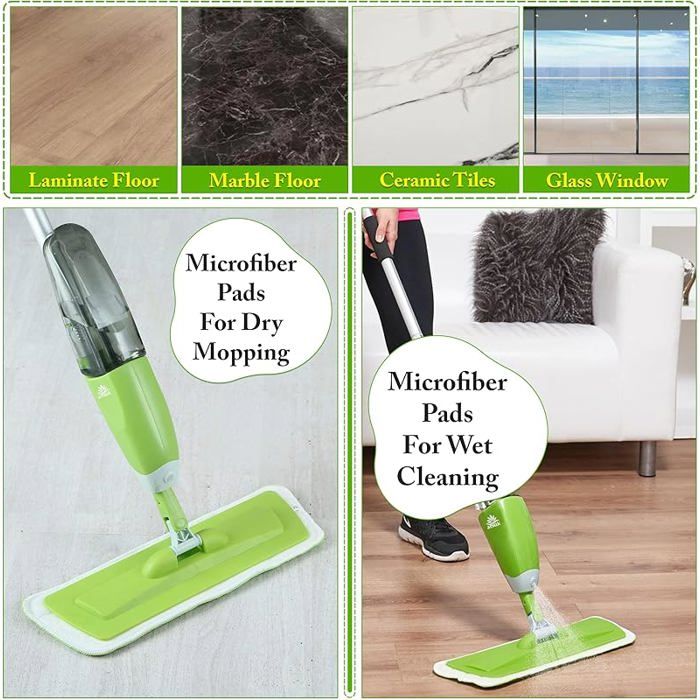 Mop Mop with Sprayer - 360° Rotating Mop for Cleaning Wood Floors, Tile ...