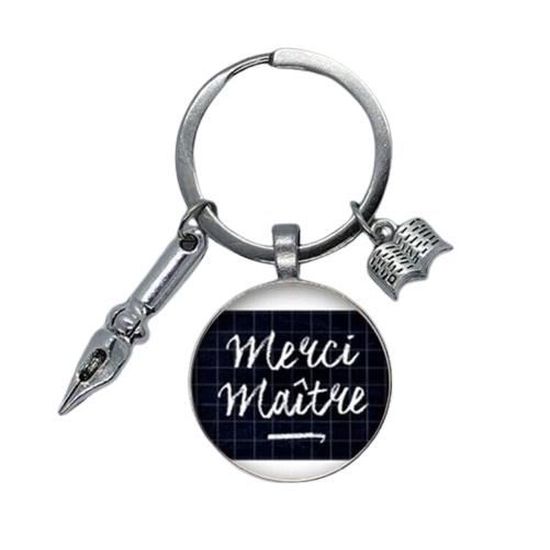 Porte-Clés Personnalisé Merci Maître + Pochette Organza Cadeau Gravé ...