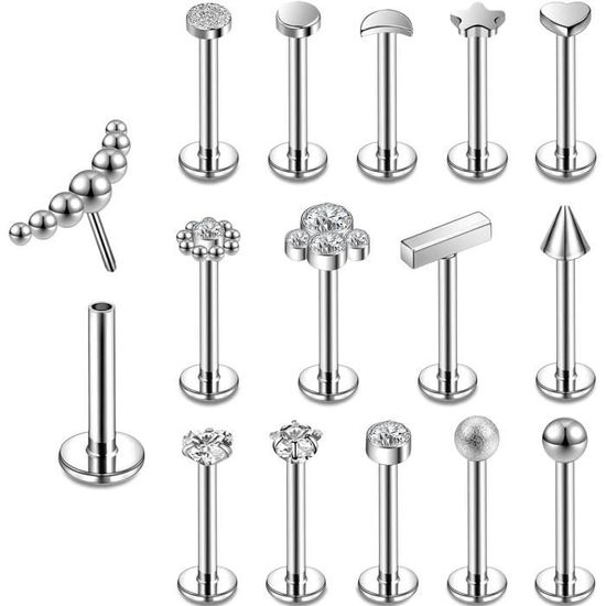 16G Pushin Piercing Labret Levre, Acier Chirurgical Piercing Cartilage ...