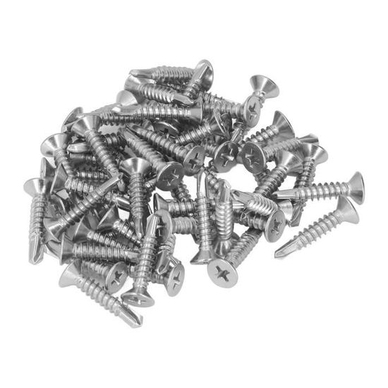 Vis autoperceuses - 200pcs vis autoperceuse tête fraisée cruciforme acier inoxydable 410 25mm ...