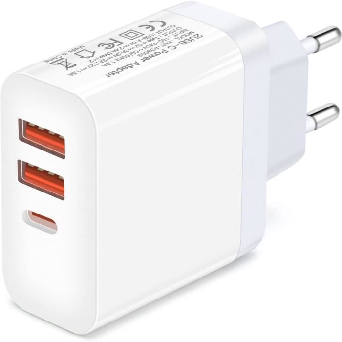 Chargeur USB C Multiple, Station de Charge à 3 Ports, Chargeur Multi - USB 30W avec 1 Port USB-C ...