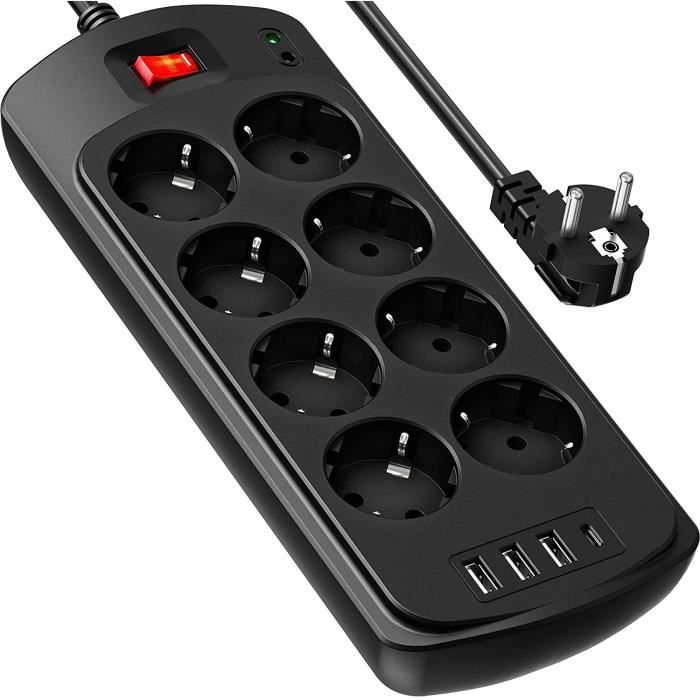 Onlywin Bloc multiprise 8 prises avec 3 USBA et 1 USBC protection ...