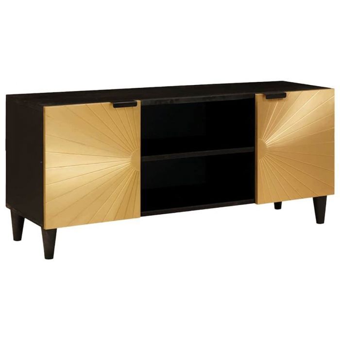 Meuble tv - meuble hi-fi Vidaxl Meuble TV Noir et or 105 x 33 x 46 cm ...