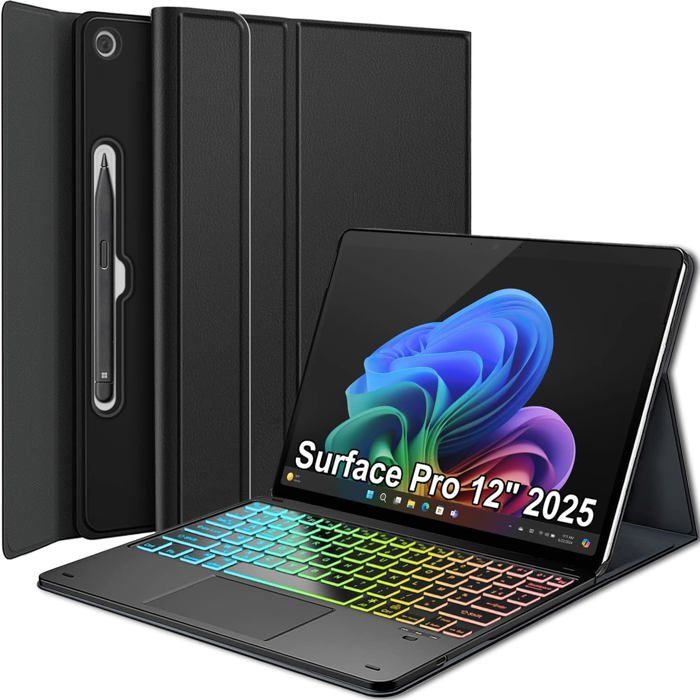 Rétroéclairé Clavier Coque Pour Microsoft Surface Pro 12 Pouces 2025 ...