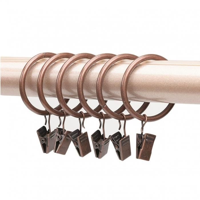 Lot de 10 Anneaux de Rideaux avec Pinces Metal Rideau Clips Crochet ...