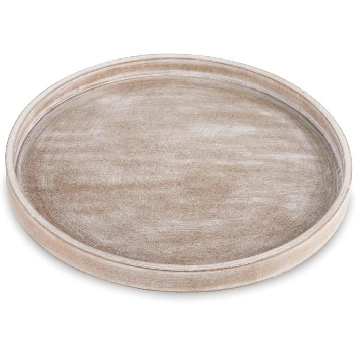 Plateau De Service Bois: Rustique Plat Decoratif Rond Petit Blanc Cafe ...