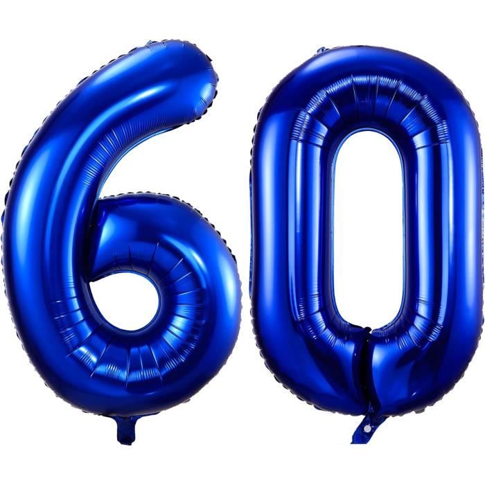 Ballon Chiffre 60 Bleu Foncé - 100 Cm - Décoration D'Anniversaire ...