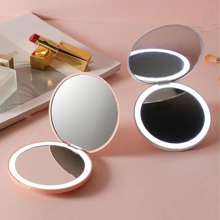Mini Miroir De Maquillage De Voyage Rond Éclairé Par Led, Portable ...