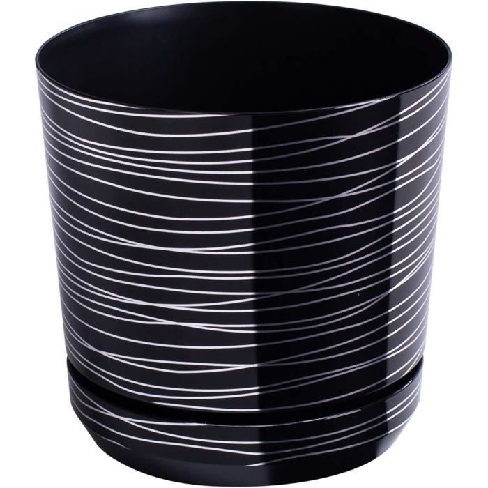 Pot De Fleur - Rayures Noires 26 Cm - Pot De Fleur Avec Trous De ...