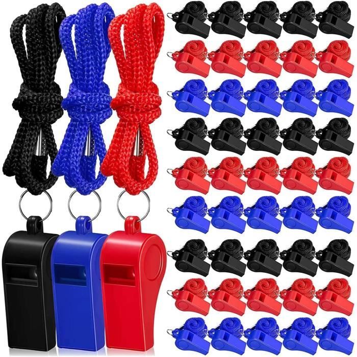 Lot de 48 sifflets en plastique avec cordon pour entraîneurs, arbitres ...