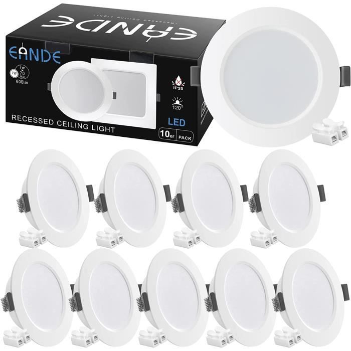 Lot de 10 Spots Led Encastrables Extra Plat 7W Ø118mm Blanc Neutre 4000K Spot Encastré 220V ...