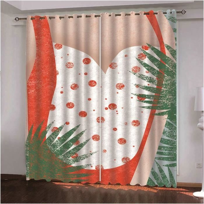 Lot Rideaux Salon Rideau Motif Oriental Feuilles Rideau Thermique ...