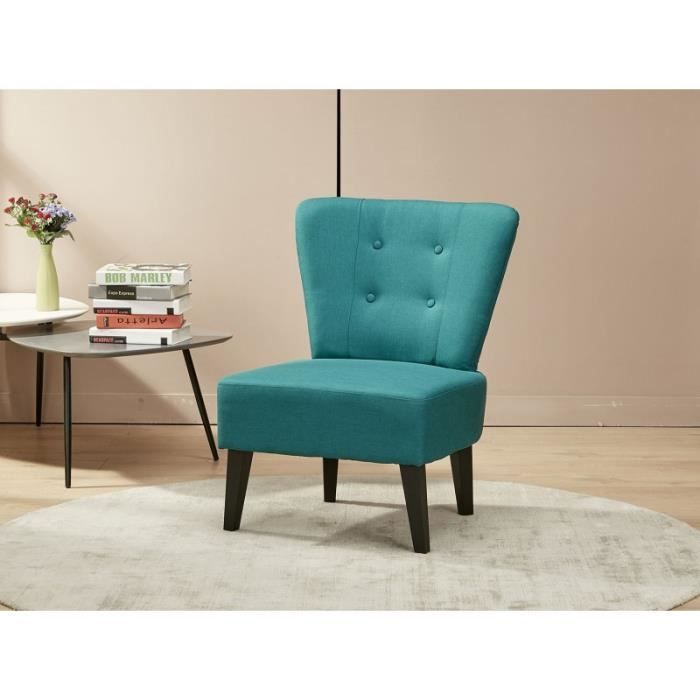 Fauteuil style crapaud bleu capitons - scandinave cosy - OSCAR BLEU ...