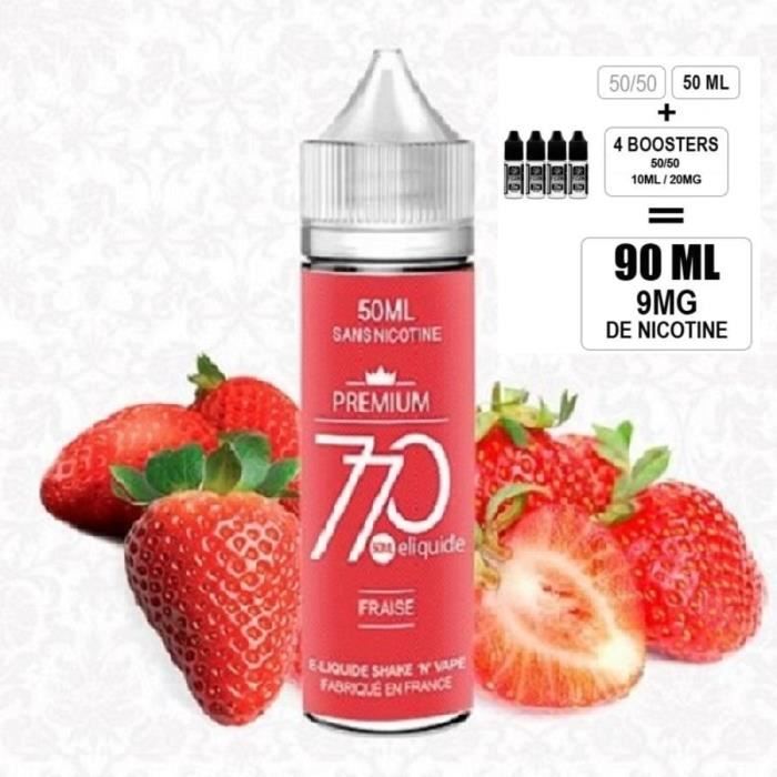 ELIQUIDE 90ML en 9MG de nicotine - MARQUE : 770 - SAVEUR : FRAISE ...