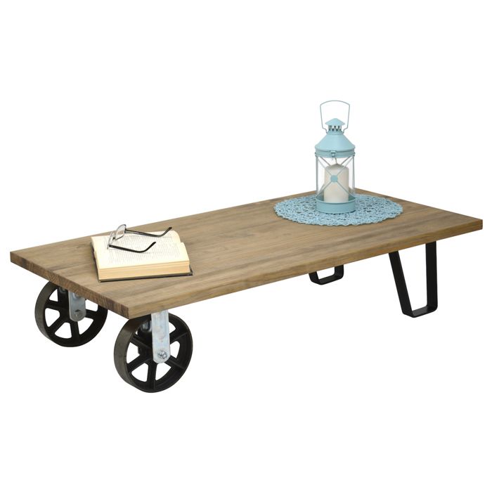 Table basse avec 2 roues – 60x120x27cm - Cdiscount Maison