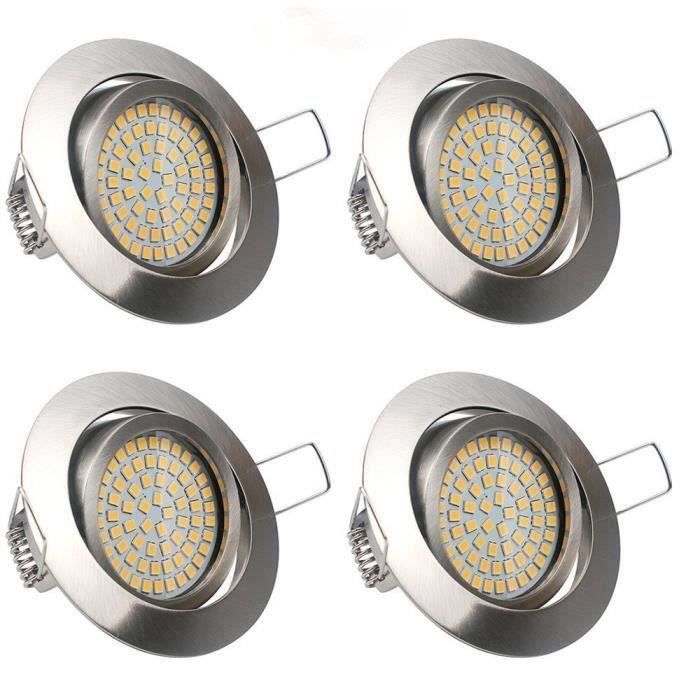 Lot de 4 Spots LED Projecteur Encastré Lampe Plafonnier Orientable Rond ...