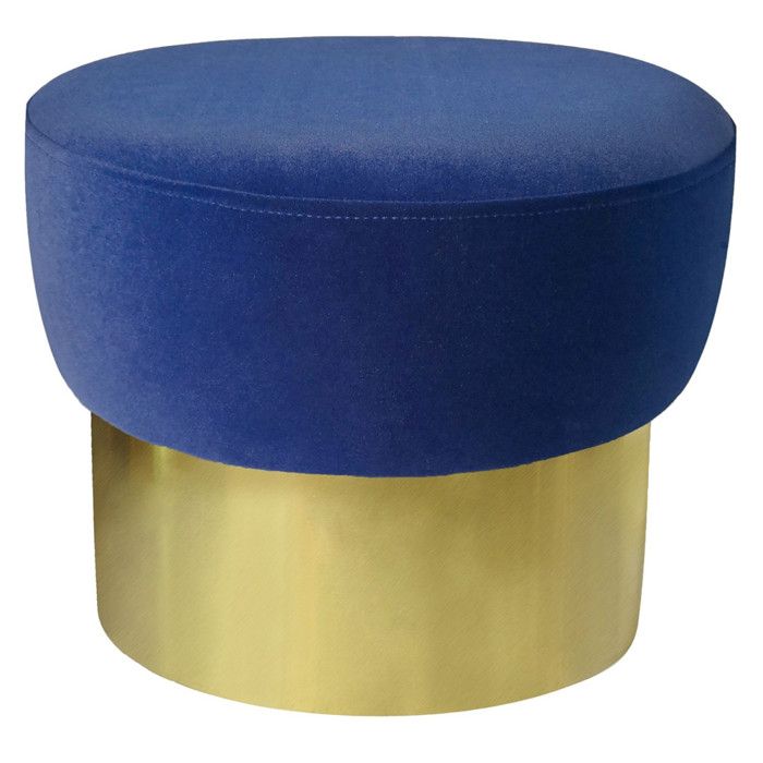 Pouf - MENZZO - Elia - Velours Bleu - Pied Or - Cdiscount Maison
