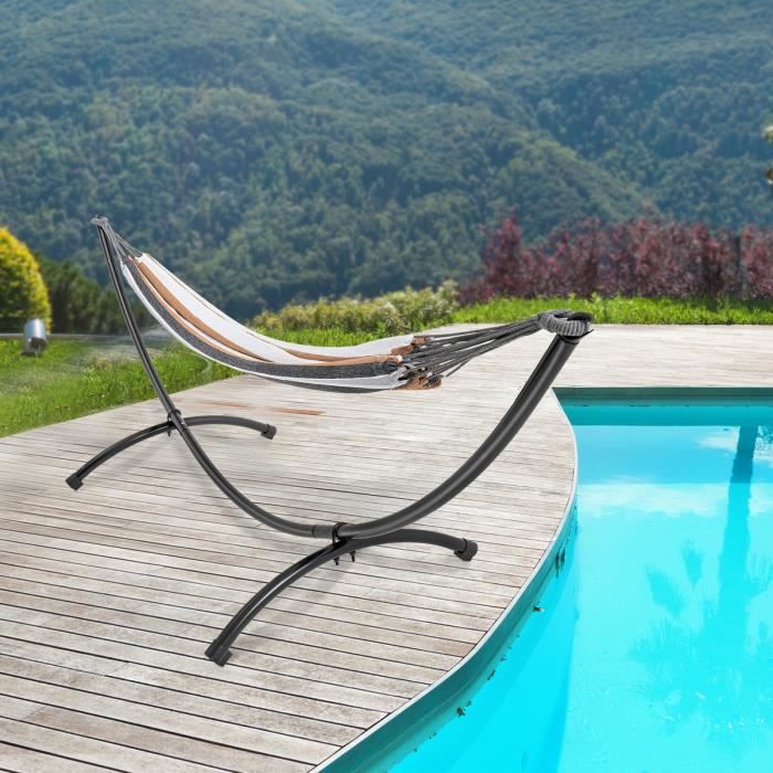 Hamac sur pied extérieur Homewell - Noir - 300*100*90cm - Capacité ...