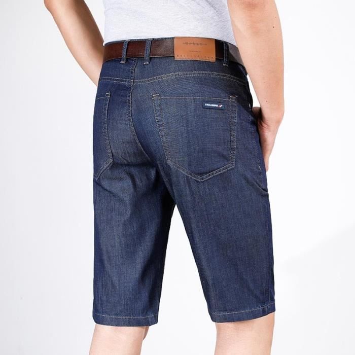 Bermuda en Jeans Homme Stretch Homme Coupe Droite 5 Poches Casual Short ...